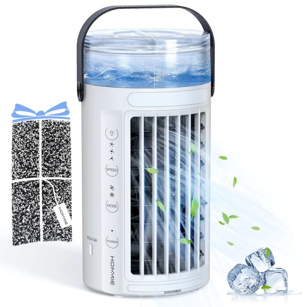 Hommie Portable Air Conditioner 4 In 1 Personal Air Cooler With 2 Fans