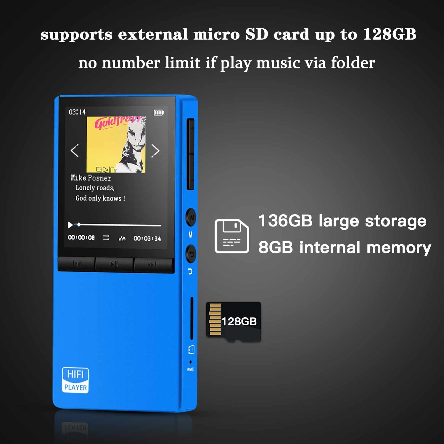HD Blu-Ray Screen Bluetooth MP3 Player HIFI Lossless Music Metallic ...