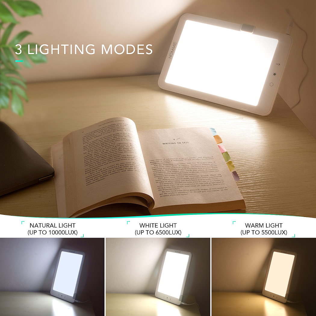 SAD Light Therapy Slim Light Box, Hommie Day Light Therapy Lamp with ...