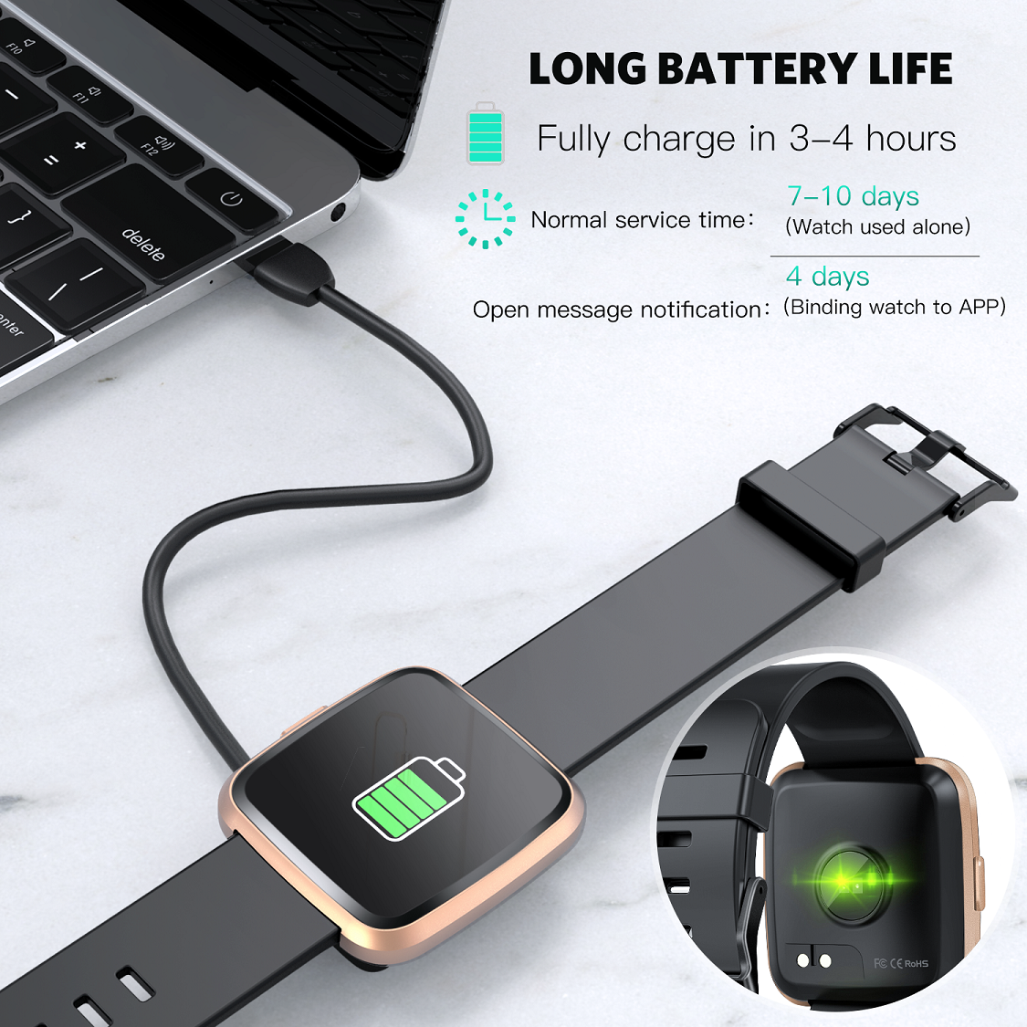 Bluetooth Smartwatch Touch Screen, Hommie Waterproof Sport Smart Watch ...